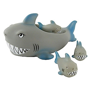 Playmaker Toys Rubber Shark Family Bath Toy or Pet Toy Set