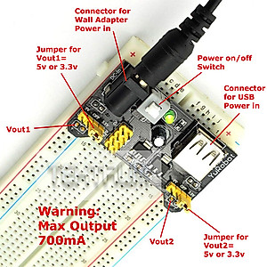Tektrum Externally Powered Solderless 4660 Tie-Points Experiment Plug-In Breadboard Kit with Jumper Wires, Power Module, Wall Adaptor For Proto-Typing Circuit