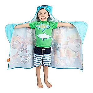 Franco Kids Bath and Beach Soft Cotton Terry Hooded Towel Wrap, 24" x 50", Paw Patrol Blue