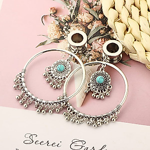 TIANCI FBYJS 3 Pairs Stainless Steel Dangle Ear Plugs Tunnels Gauges Stretcher Piercings 2g-0g-00g Earrings for Women Men (8mm=0g)