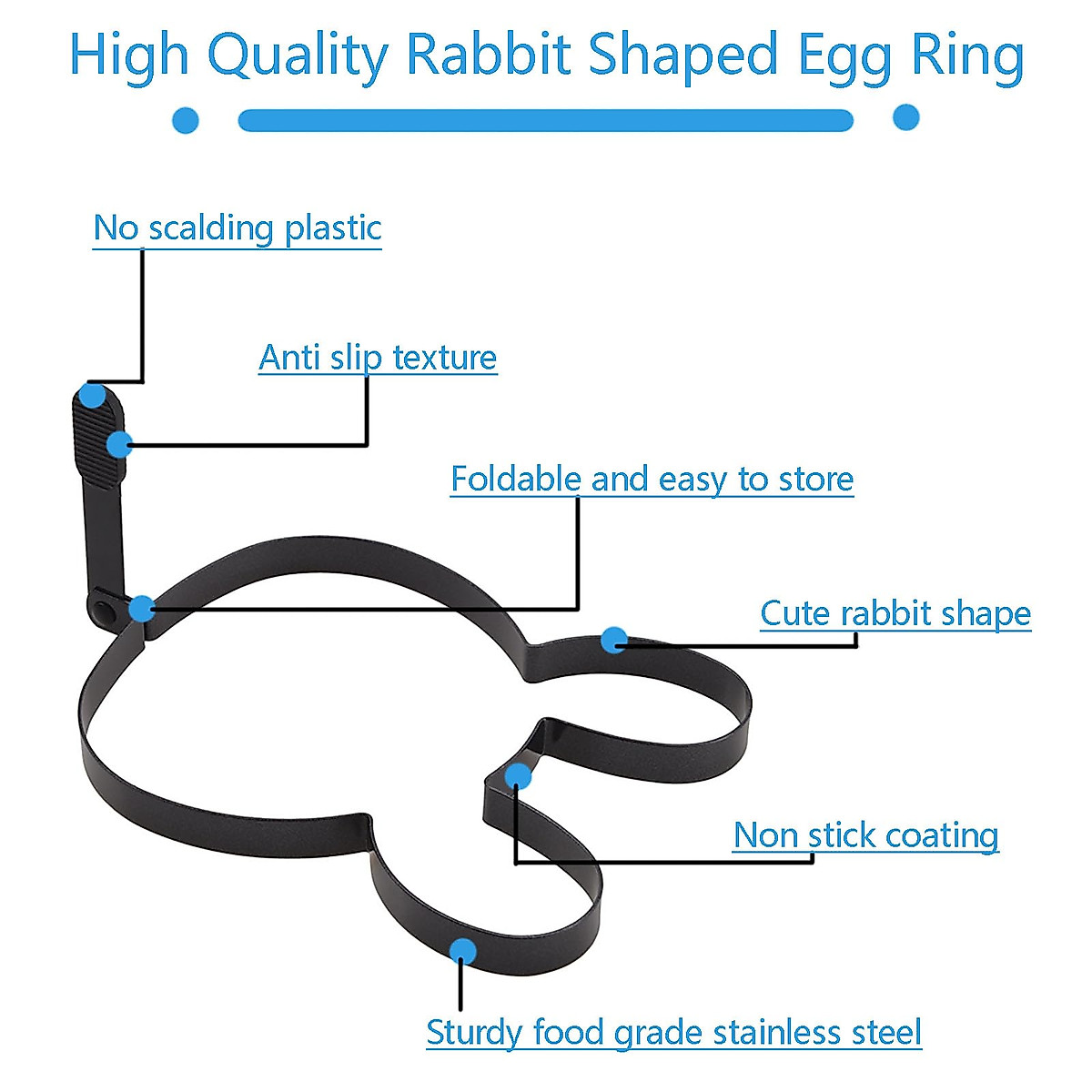 2 Pack Funny Egg Pancake Mold, Rabbit Shaped Egg Rings for Griddle Frying Egg, Fried Egg Rings Molds Egg Pancake Shaper with Oil Brush Stainless Steel Egg Pancake Shapes for English Muffins Easter