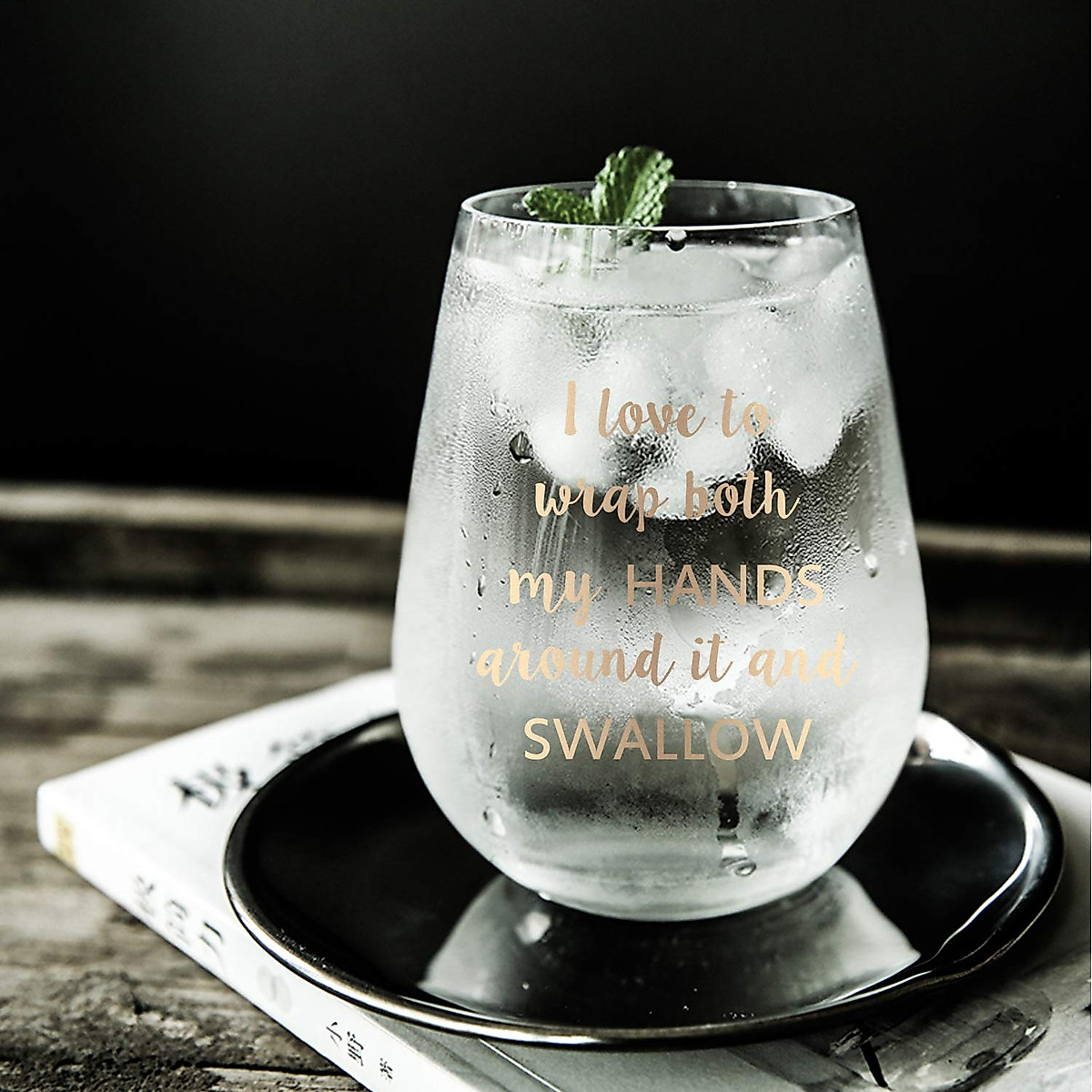 Bachelorette Wine Glass for Women, I Love to Wrap Both My Hands around It and Swallow Funny Stemless Wine Glass for Women Good Friend Wife, 15 Oz