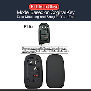 2pcs Compatible with Ram Smart 4 Buttons Silicone FOB Key Case Cover Protector Keyless Remote Holder for 2013-2019 Ram 1500 2500 3500 4000 4500 5500 1500 Classic, 2014-2019 Jeep Cherokee GQ4-54T