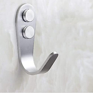 N & N 12 Pcs Stainless Steel Hooks for Hanging, Heavy Duty Wall Hooks, Coat Hooks, Single Robe Hook, Towel Hooks, Key Hooks for Bathroom, Kitchen, Garage, Outdoor and Office (Silver)