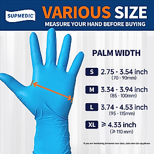 Supmedic Medical Nitrile Exam Gloves, Latex-Free, Powder-Free, Food Safe, Cooking Food Prep, Disposable Gloves, Blue, 100 Pcs (Small)