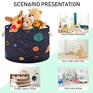 ALAZA Galaxy Space Earth Starry Sky Storage Box Toy Basket Laundry Storage Organizer Bins with Handles Large Baskets for Living Room Nursery Decor