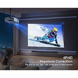 5G WiFi Bluetooth Projector 4K Support, 460 ANSI Native 1080P WIMIUS W6 Outdoor Movie Projector with 300" Display, 4P/4D Keystone, 50% Zoom, Video Projector Compatible iOS/Android/TV Stick/PS4/PPT