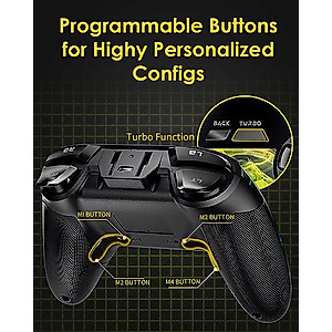 EasySMX PC Wireless Controller, Gaming Controller for Computer,Laptop,PS3,Android TV BOX, Nintendo Switch and Tesla with Turbo, Dual Vibration and 4 Programmable Keys, Battery Up to 14 Hours