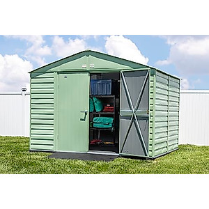 Arrow Select 10' x 8' Outdoor Lockable Steel Storage Shed Building, Sage Green