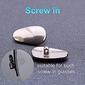 Soukoshi Eyeglass Nose Pads for Metal Frames Titanium Nose Piece for Glasses Nose Grips Push in 14mm Repair Kit with Screws and Nose Pads for Glasses Anti Slip(2 Pairs,Melon Seed Shape)