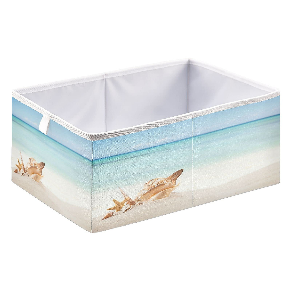 Beach Shelf Baskets for Organizing,Closet Storage Bins Large Collapsible Storage Baskets with Handles for Closet,11X11X11 In, Sandy Beach,ODK1295