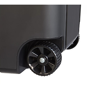 CHBcjq Heavy Duty Wheeled Plastic Garbage Can, 45 Gallon Capacity, Attached Lid, Black