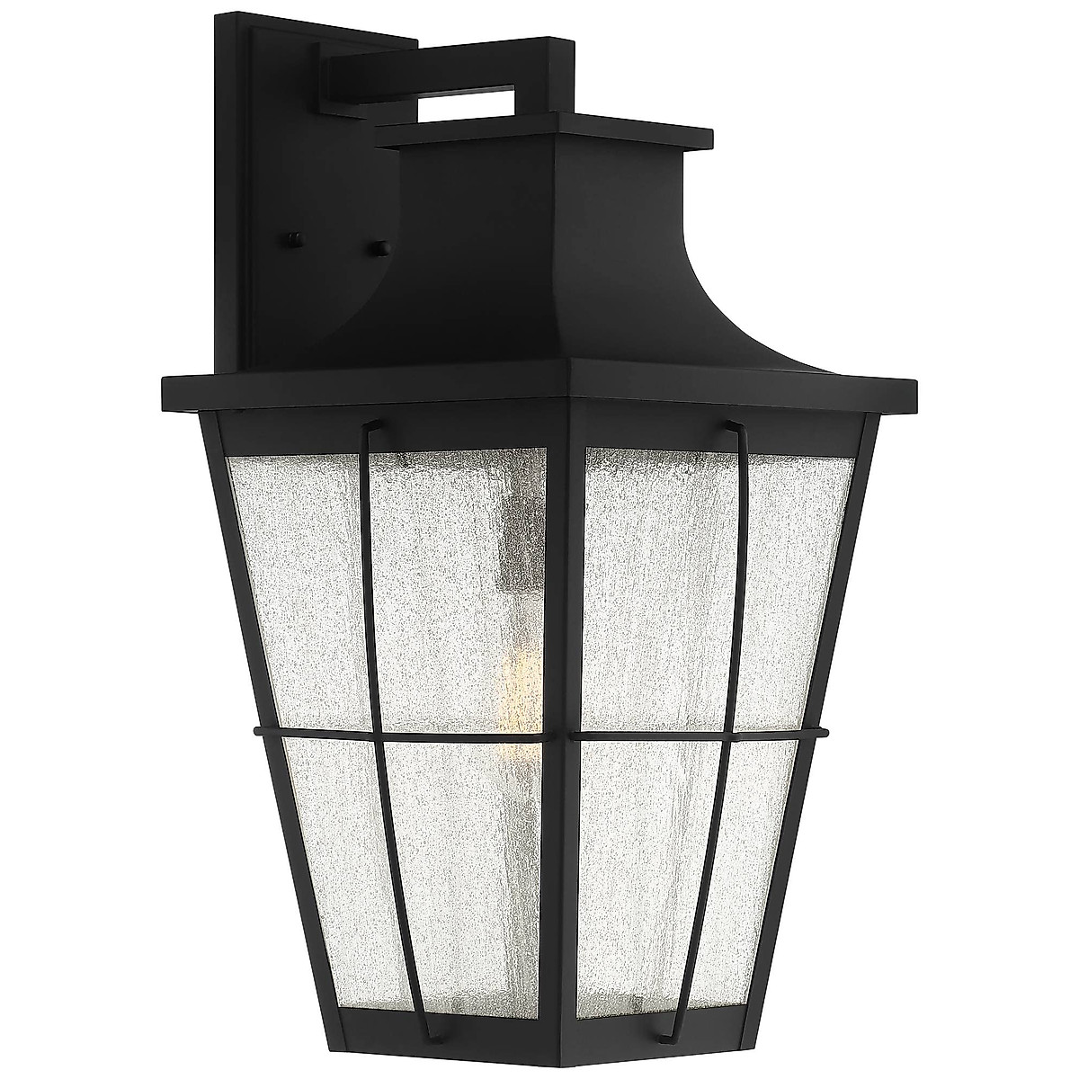 Phia Modern Industrial Outdoor Wall Light Fixture Rich Black Metal 23 1/4" Clear Seeded Glass for Exterior House Porch Patio Outside Deck Garage Yard Front Door Garden Home - John Timberland
