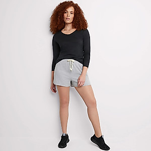 Hanes Comfortblend Women's Originals Long Sleeve Cotton T-Shirt, Lightweight V-Neck Tee, Modern Fit, Ebony, X-Large