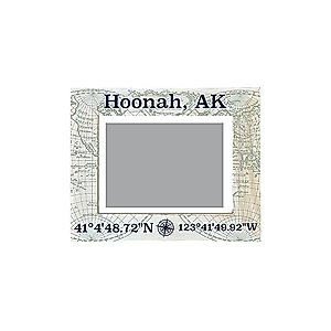 R and R Imports Hoonah Alaska Souvenir Wooden Photo Frame Compass Coordinates Design Matted to 4 x 6
