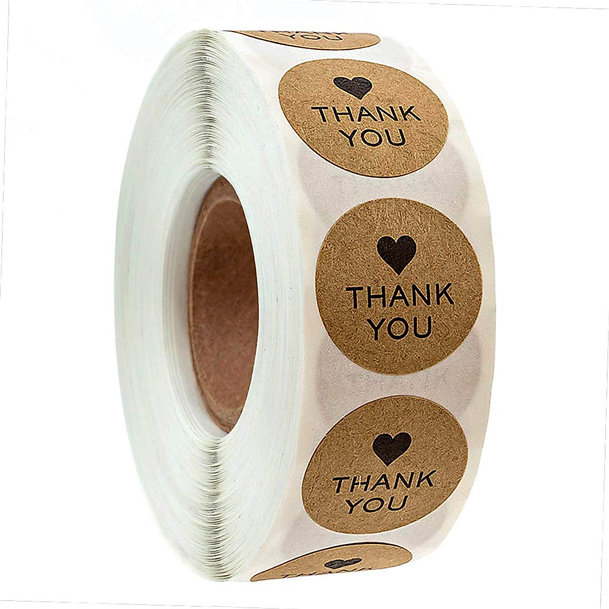 Kraft Paper Thank You Stickers Roll, 500pcs Adhesive Label for Envelope Seals Cupcakes Decor Greeting Cards, Gift Wraps, 1 Inch Round Sealing Sticker