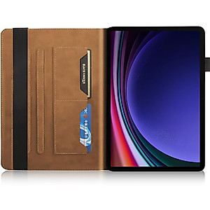 Case for Galaxy Tab S9 Plus 2023/S8 Plus 2022/S7 FE 2021/S7 Plus 2020 12.4 inch Business PU Leather Tablet Cover with Card Slot Pen Holder for Samsung Tab S8+/Tab S7+ Tablet -Brown