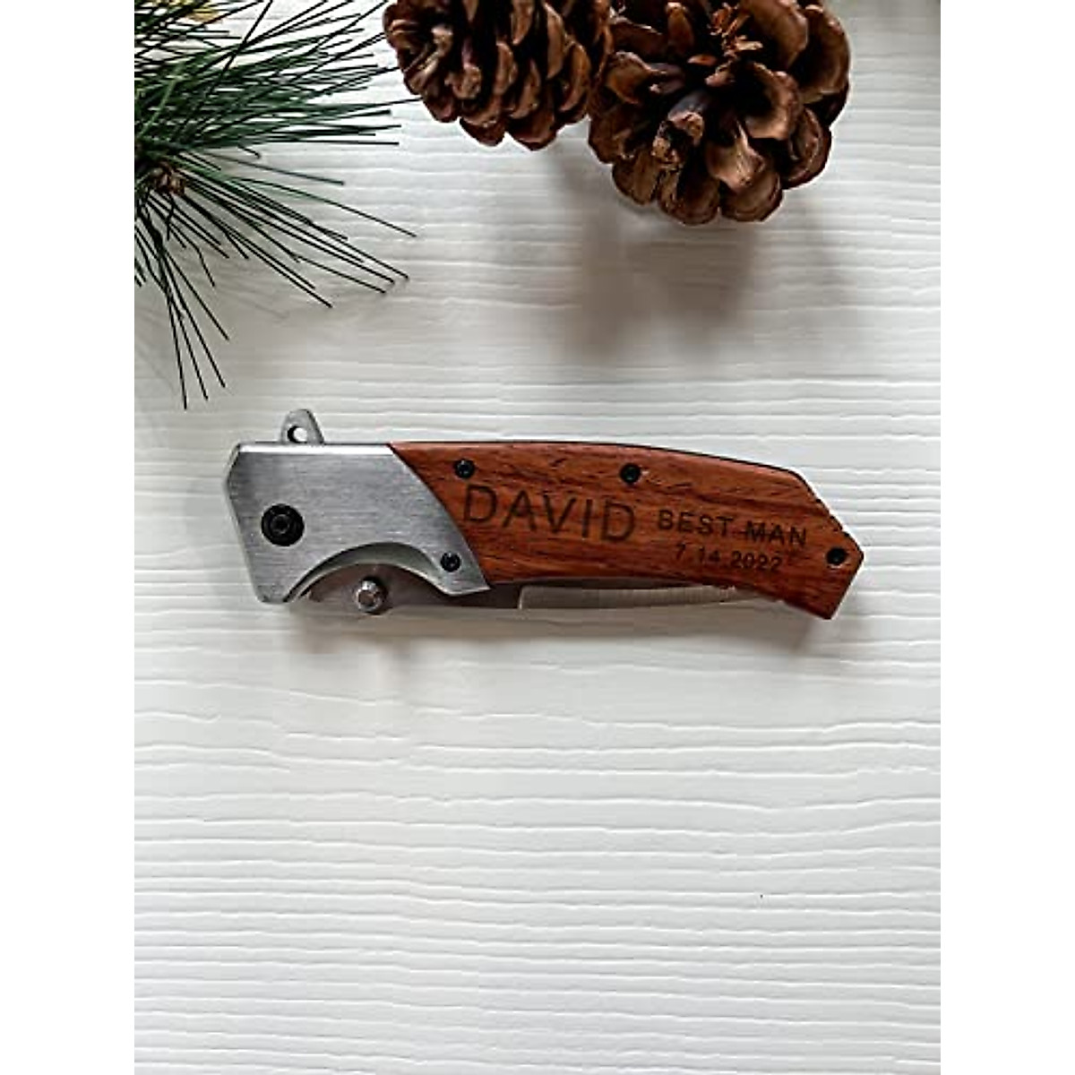 Pocket Knife Gifts For Men Stainless Steel 5" Blade With Ultra-Secure & Comfortable Belt Clip Personalized Engraved Knive for Everyday Carry, Groomsmen Camping Birthday Father's Day Or A Gift For Your Guys - This Knife Is The Perfect Choice (Knife NOT Eng