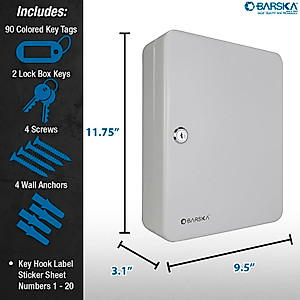Barska CB13234 Key Lock 90 Position Key Cabinet Lock Box Grey ,9.5" x 3.1" x 11.75"