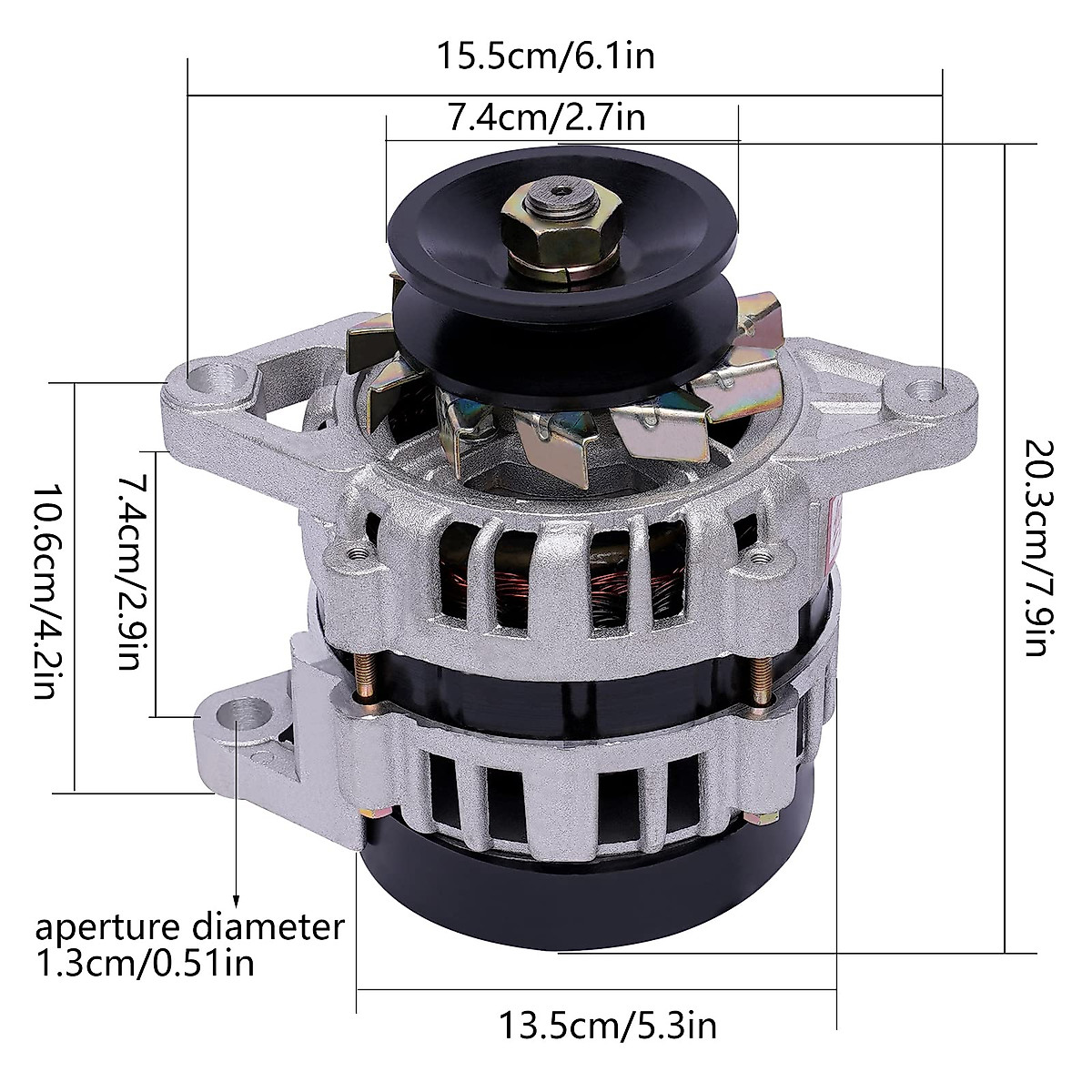 Permanent Magnet Generator, 24V 2KW 4500rpm Brushless AC/DC Generators Low Noise Two Wheel Pure Copper Motor for Agricultural Vehicle Part as Tricycle Four-wheeled Vehicle Tractor Charging/Lighting