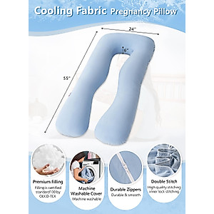 Meiz Pregnancy Pillow, U Shaped Body Maternity Pillow with Velvet Cover, Adjustable Belt and Detachable Extension, for Full Body Support for Pregnant Women (Grey)