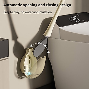 Wall Mountable Toilet Brush Long Handled Bathroom Cleaner With Flexible Silicone Brush Head Bathroom Toilet Brush Set Orange Toilet Brush Blue Toilet Brush White Toilet Brush Adhesive Hook For Toilet