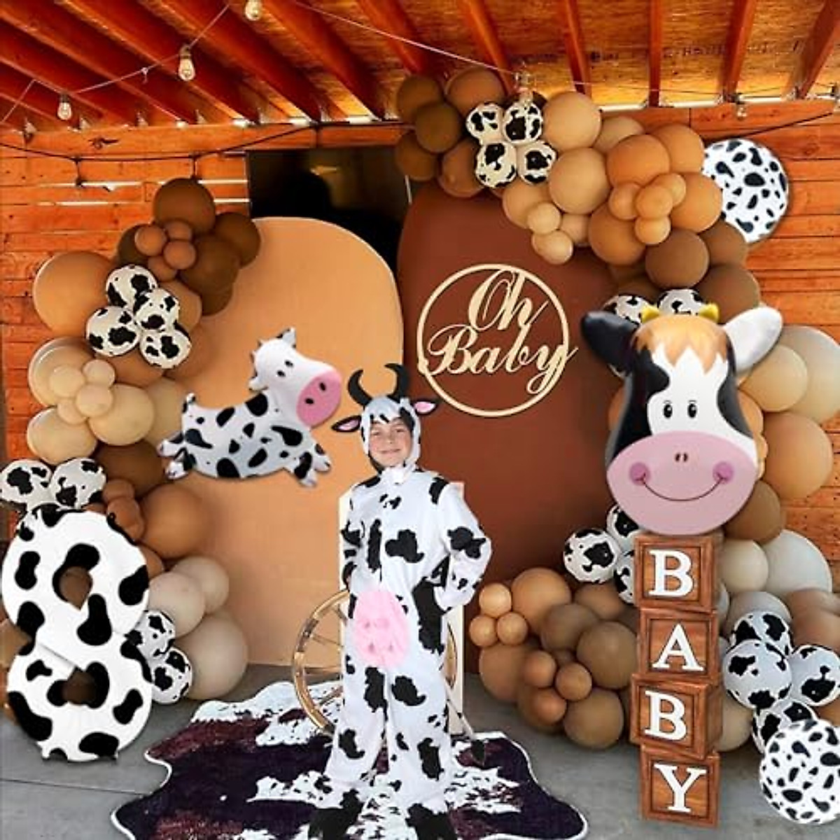 7Pcs Cow Balloons - Cow Print Balloon Huge Cow Head Foil Balloons Number 8 Balloon Cow Decorations for 8th Birthday Farm Animal Birthday Decorations Western Cowboy Theme Party Decoration