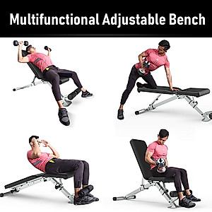 leikefitness Adjustable Weight Bench Foldable Workout Exercise Bench with Automatic Lock for Upright Incline Decline and Flat Full Body Exercise (GM5810(BLACK))