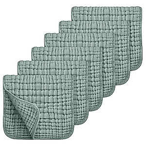 Looxii Muslin Burp Cloths 100% Cotton Muslin Cloths Large 20''x10'' Extra Soft and Absorbent 6 Pack Baby Burping Cloth for Boys and Girls (Dark Green)