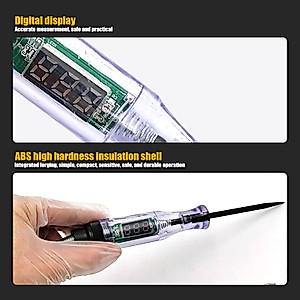 Fogfar Pack-1 Car Test Light, 3V/3V/6V/12V/24V Car Digital Display Electric Pen, Heavy Duty Light Tester with Voltmeter, Multifunction Induction Test Pen (Red)