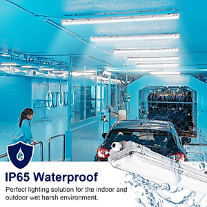 BRILLIHOOD 4Ft LED Vapor Tight Light Fixtures, 48W, 4200LM, 6000K Bright White, Clear Cover, IP65 Waterproof Vapor Proof Lights for Car Wash, Garage, Walk in Freezer, Indoor Outdoor Lighting, 8-Pack