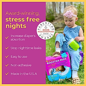 Sposie Booster Pads, Stop Overnight Diaper Leaks, Fits sizes Newborn 1 2 3, No Adhesive for Sensitive Skin, 32 ct