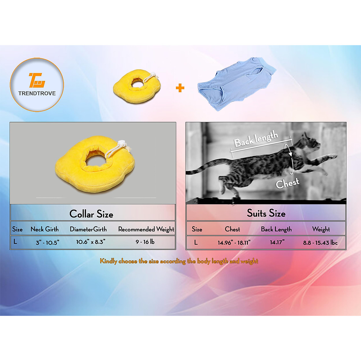 2PCS Cat Cone Collar and Cat Recovery Suit, Anti-Bite, Stop Licking Wounds, Adjustable Soft Elizabethan Cone, Cat Onesie for Female Cat After Surgery