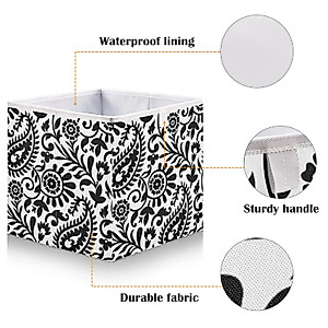Blueangle Black and White Pattern Rectangle Storage Bin, 15.8 x 10.6 x 7 in, Large Collapsible Organizer Storage Basket for Home Décor（42）