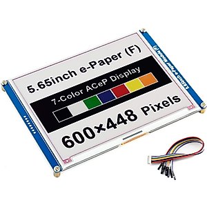 waveshare 5.65inch E-Ink Display HAT 7-Color ACeP E-Paper Display 600x448 Pixels for Arduino,Raspberry Pi 4B/3B+/3B/2B/Zero/Zero W/Zero WH and Jetson Nano