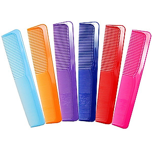 LUXXII 6 Pack - 9" Large Dressing Comb Colorful Styling Essentials Coarse/Fine Barber Comb SET