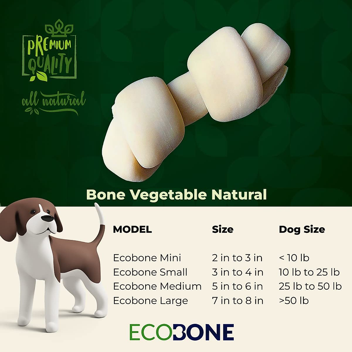 Ecobone Mini Super Premium Vegetal Chew Bones, Rawhide Alternative for Dogs, Highly Digestible 11.99oz/340g (2-3 inches - 16 Count)