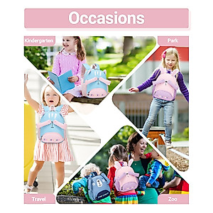 Tanou Toddler Backpack for Girls, 11'' Kids Backpacks for Pre-kindergarten, Cute Cartoon Animal Style School Bag for Little Kids Aged 1-3 Years, Pink Rabbit