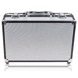 SHANY Carry All Makeup Train Case with Pro Teen Makeup Set, Makeup Brushes, Lipsticks, Eye Shadows, Blushes, and more - Silver