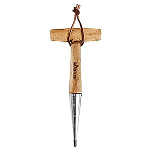 Hand Dibber with Wooden Handle, Chrome Coated Stainless Steel Head - Lightweight Sturdy Handy Seeding Garden Tool Kit for Sow Seeds (Dibber New)