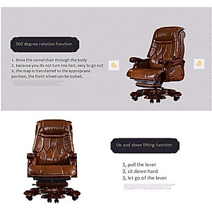 WYKDL High-Back Leather Executive Swivel Adjustable Swivel Office Desk Chair with Armrests Lumbar Support Desk Ergonomic Chair Chair Home Office Chair Reclining Swivel Chair Boss Chair