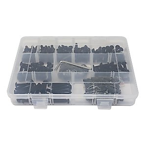 iexcell 480 Pcs M5 x 6/8/10/12/16/20/25/30 Alloy Steel 10.9 Grade Hex Socket Button Head Cap Screws Bolts Nuts Assortment Kit, Black Oxide Finish