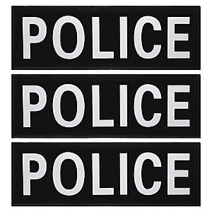 3 Pieces Police Patches for Vest 11 x 4 Inches Reflective Ultra Patch Black Police Patch Back Panel Police Patches for Police Vest Jacket Back Panel (28 x 10 cm/ 11 x 4 Inch)