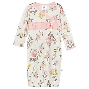 Just Born Unisex Baby 1-Pack Side Opening Gown, Vintage Floral, 0-6 Months