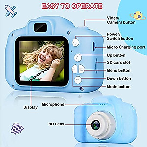 Gridspace Upgrade Kids Camera Toys for 3 4 5 6 7 8 9 Year Old Boy Christmas Birthday Gift Digital Video Camera,Mini Play Video Camera with 1080P HD 2 Inch Screen with 32GB Card