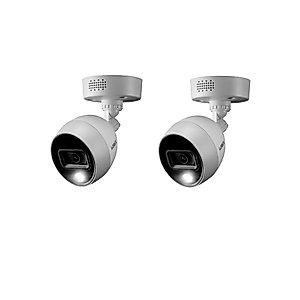 Lorex C883DA Indoor/Outdoor 4K Ultra HD Active Deterrence Security Analog Bullet Camera, with 135ft Color Night Vision, IP67 Weatherproof, Camera Only, 2 Pack (M. ) (Renewed)