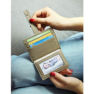 Small Wallets for Women Leather Credit Card Holder Pocket Purse (Khaki)