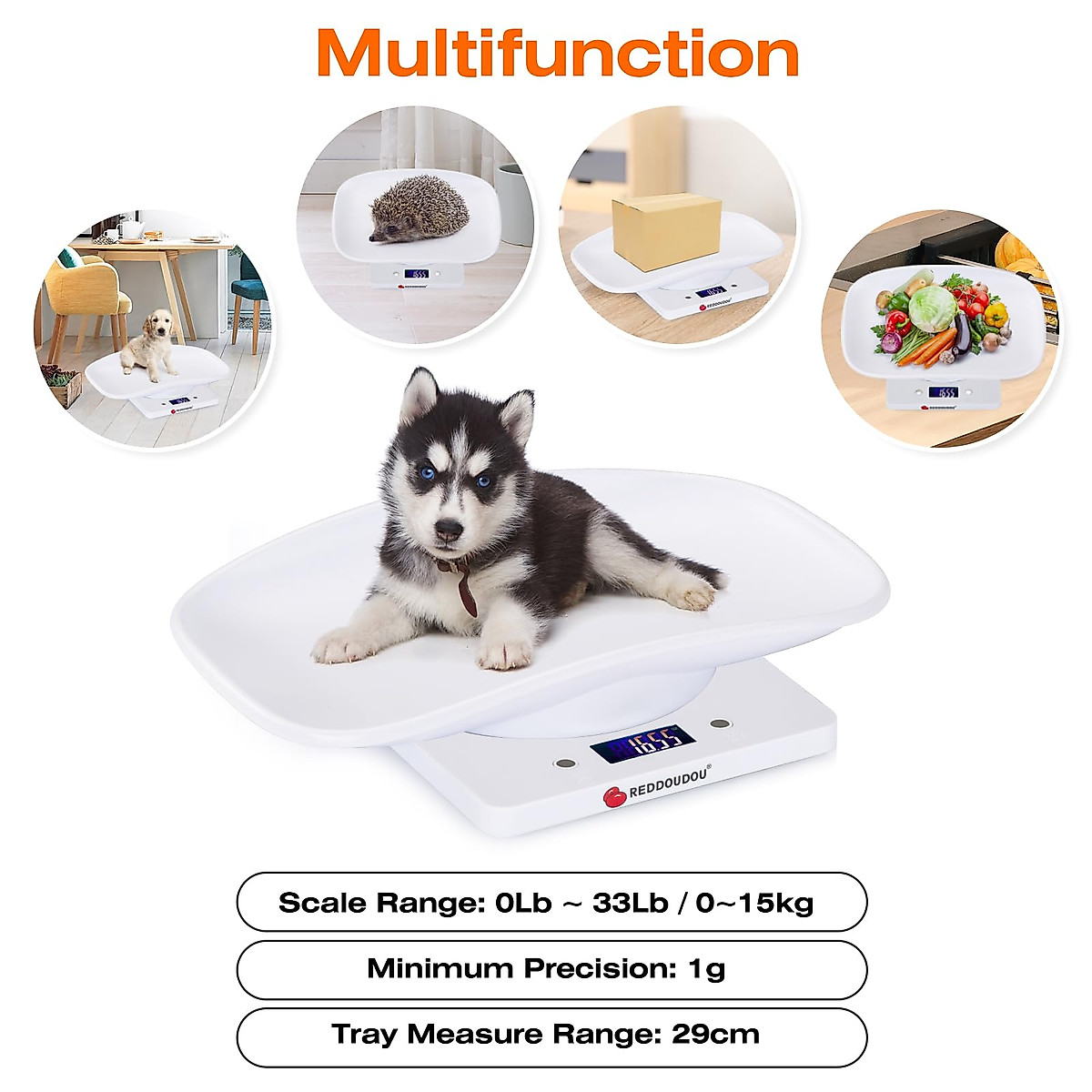 Digital Pet Scale | Newborn Pet Weighing | Inclue 15 Color Newborn Puppy Collars | 6 Record Keeping Charts | Fast Digital Pet Thermometer (PET-S01)