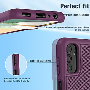 BNIUT for Samsung Galaxy A13 5G Case: Dual Layer Protective Heavy Duty Cell Phone Cover Shockproof Rugged with Non Slip Textured Back - Military Protection Bumper Tough - 6.5inch (Burgundy Purple)