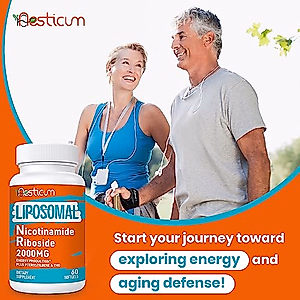 2000 MG Liposomal Nicotinamide Riboside Supplement, High Absorption, NAD+ Boosting Supplement with TMG and Pterostilbene, Superior to Niacinamide for Cellular Energy, and Age Resist, 120 Softgels